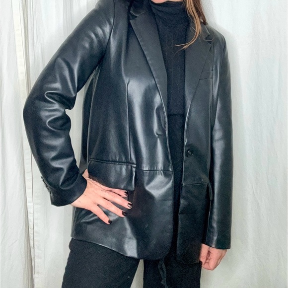 Zara | Jackets & Coats | Zara Leather Blazer | Poshmark